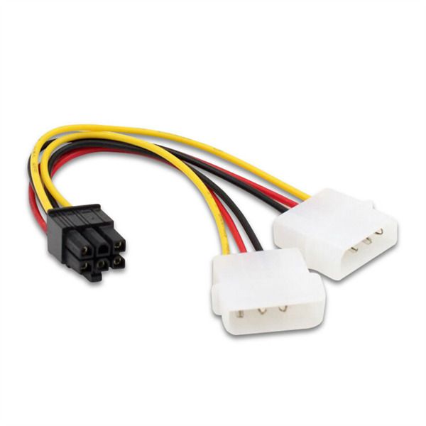 Wholesale 2 molex 4 pin to 6 pin pci-e video card atx psu power cables