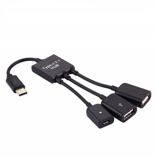Wholesale micro usb type c to otg dual port hubs cables adapters